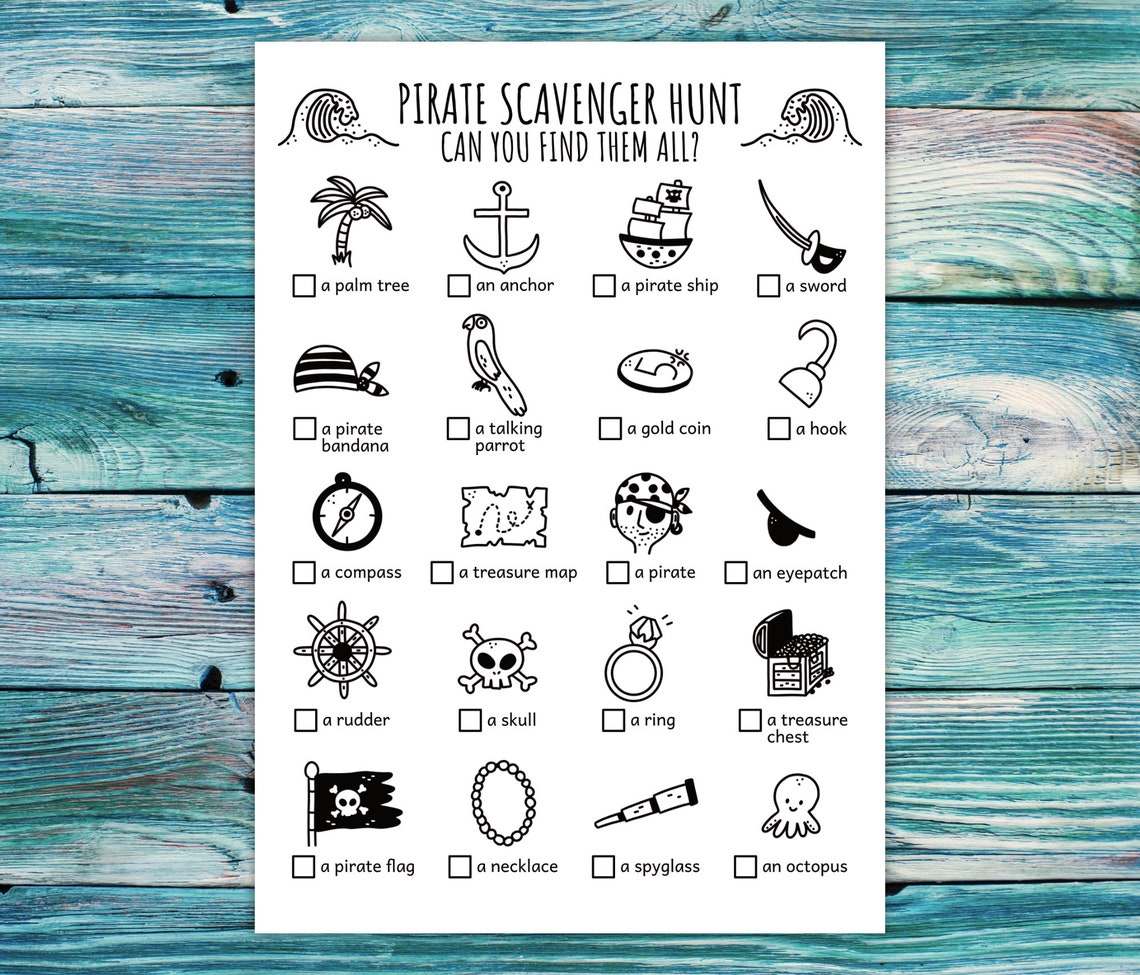 Pirate Scavenger Hunt for Kids, Magical Sea Pirate Treasure Hunt and ...