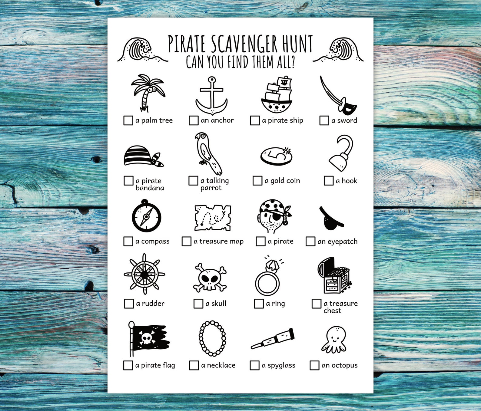 Pirate Scavenger Hunt for Kids, Magical Sea Pirate Treasure Hunt and ...