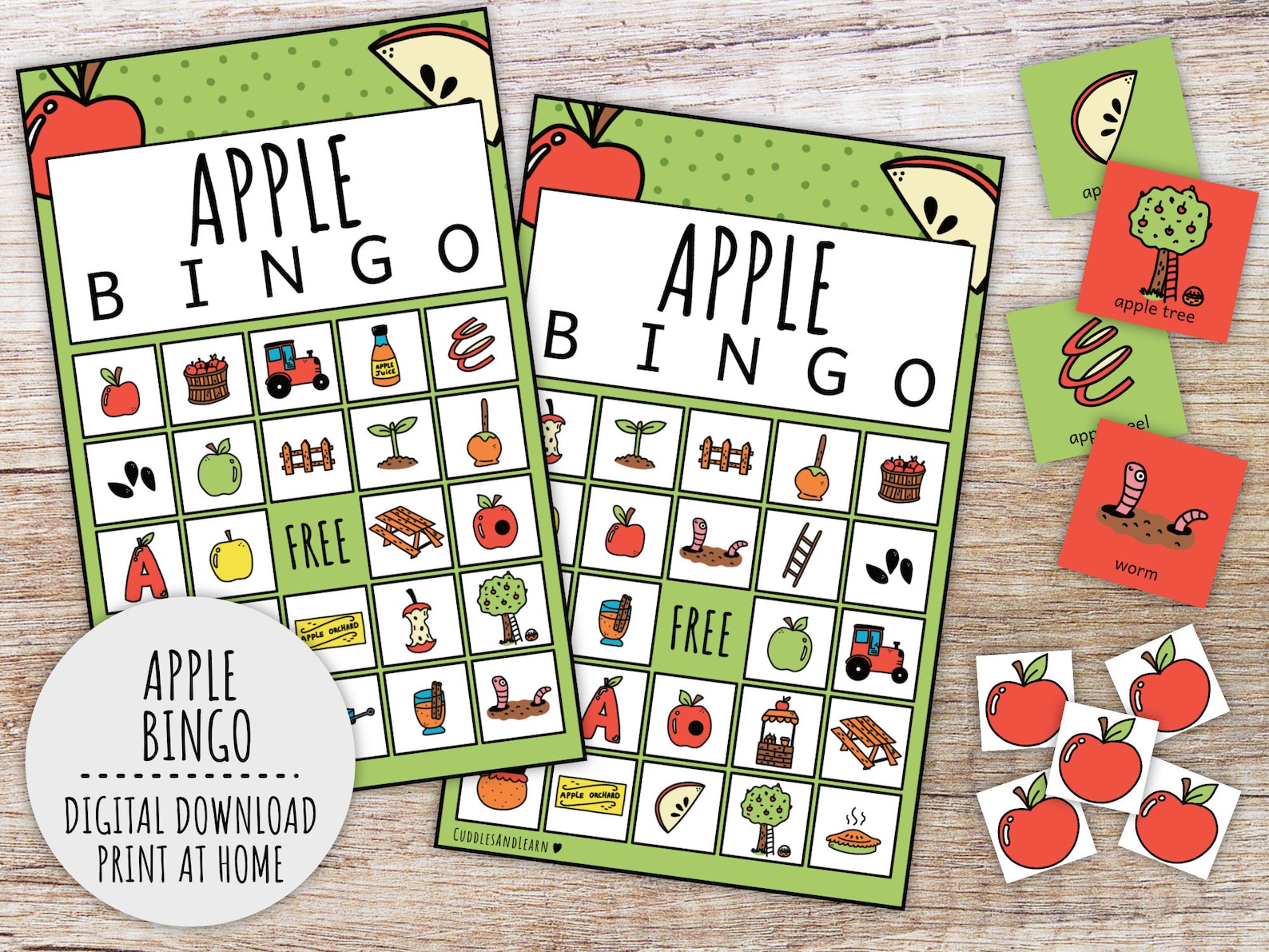 Apple Bingo Game for Kids, Kids Harvest Autumn Party Game, Classroom ...