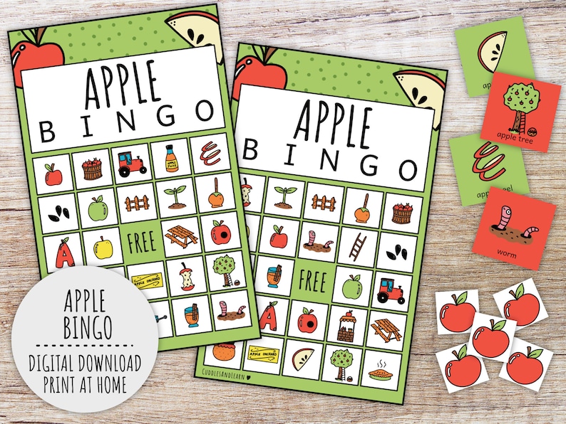 Apple Bingo Game for Kids, Kids Harvest Autumn Party Game, Classroom ...