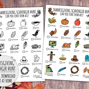 Thanksgiving Scavenger Hunt for Kids, Fall Treasure Hunt, Thanksgiving ...