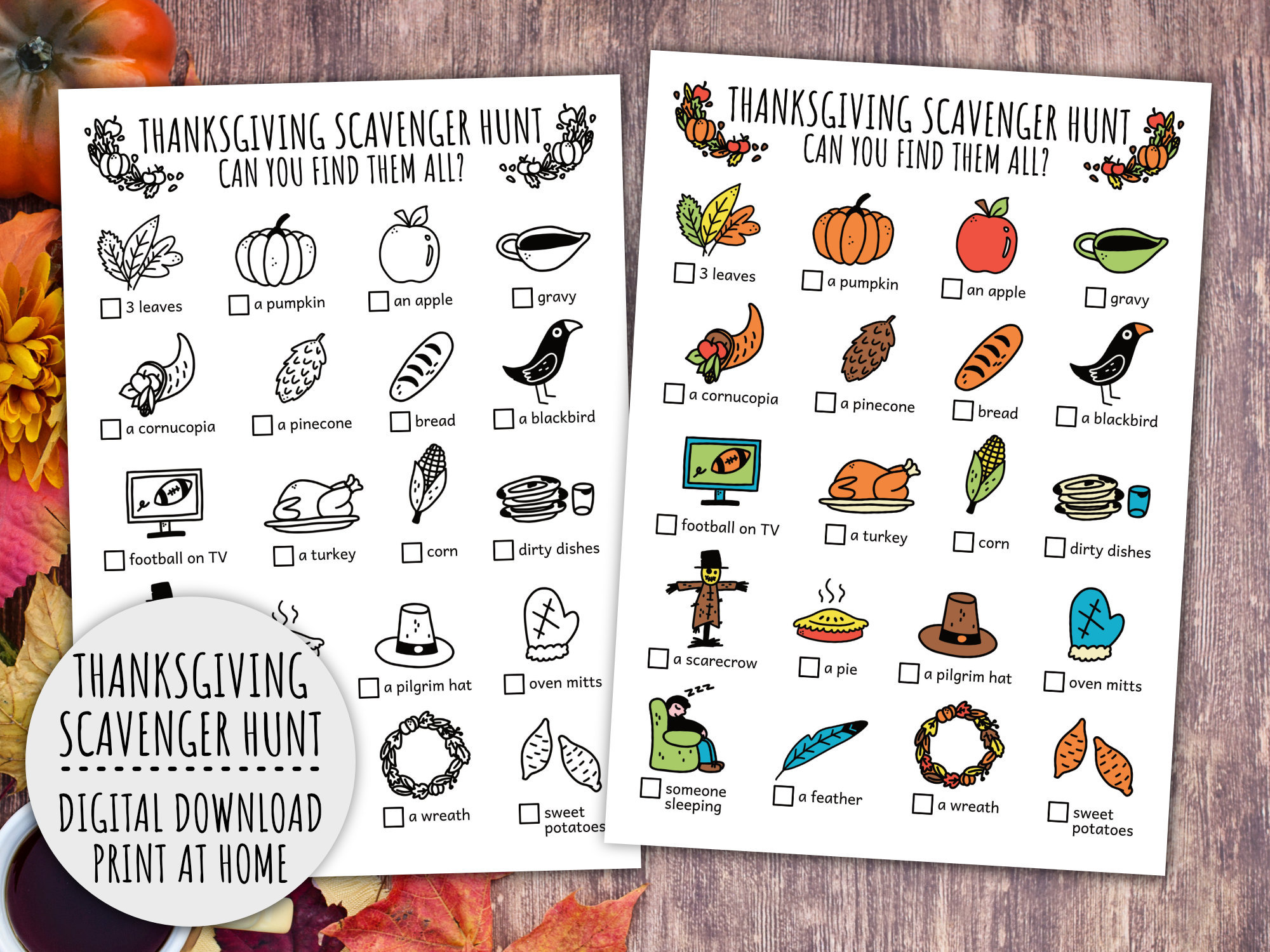 Thanksgiving Scavenger Hunt for Kids, Fall Treasure Hunt, Thanksgiving ...