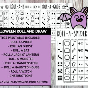 Halloween Roll and Draw Game Halloween Dice Drawing Activity for Kids ...