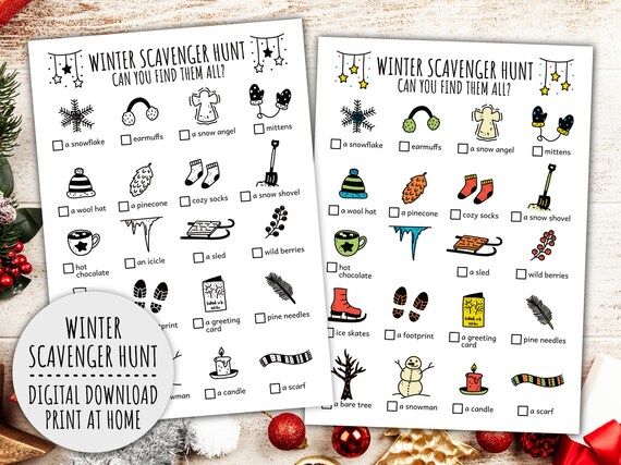 Winter Scavenger Hunt for Kids Wintertime Treasure Hunt | Etsy