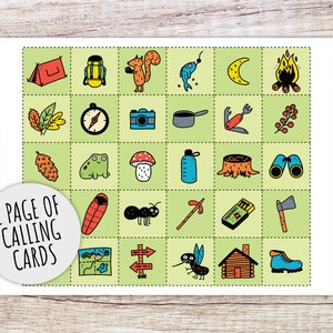 Camping Bingo Game for Kids, Kids Camping Trip Party Game, Preschool ...