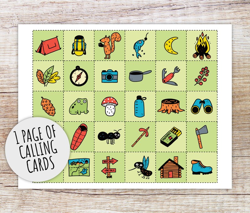 Camping Bingo Game for Kids, Kids Camping Trip Party Game, Preschool ...