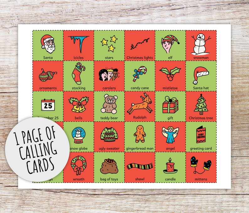 Christmas Bingo Game for Kids, Kids Winter Party Game, Preschool ...