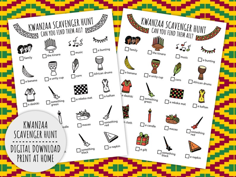 Kwanzaa Scavenger Hunt for Kids, African Festival Treasure Hunt, Party ...