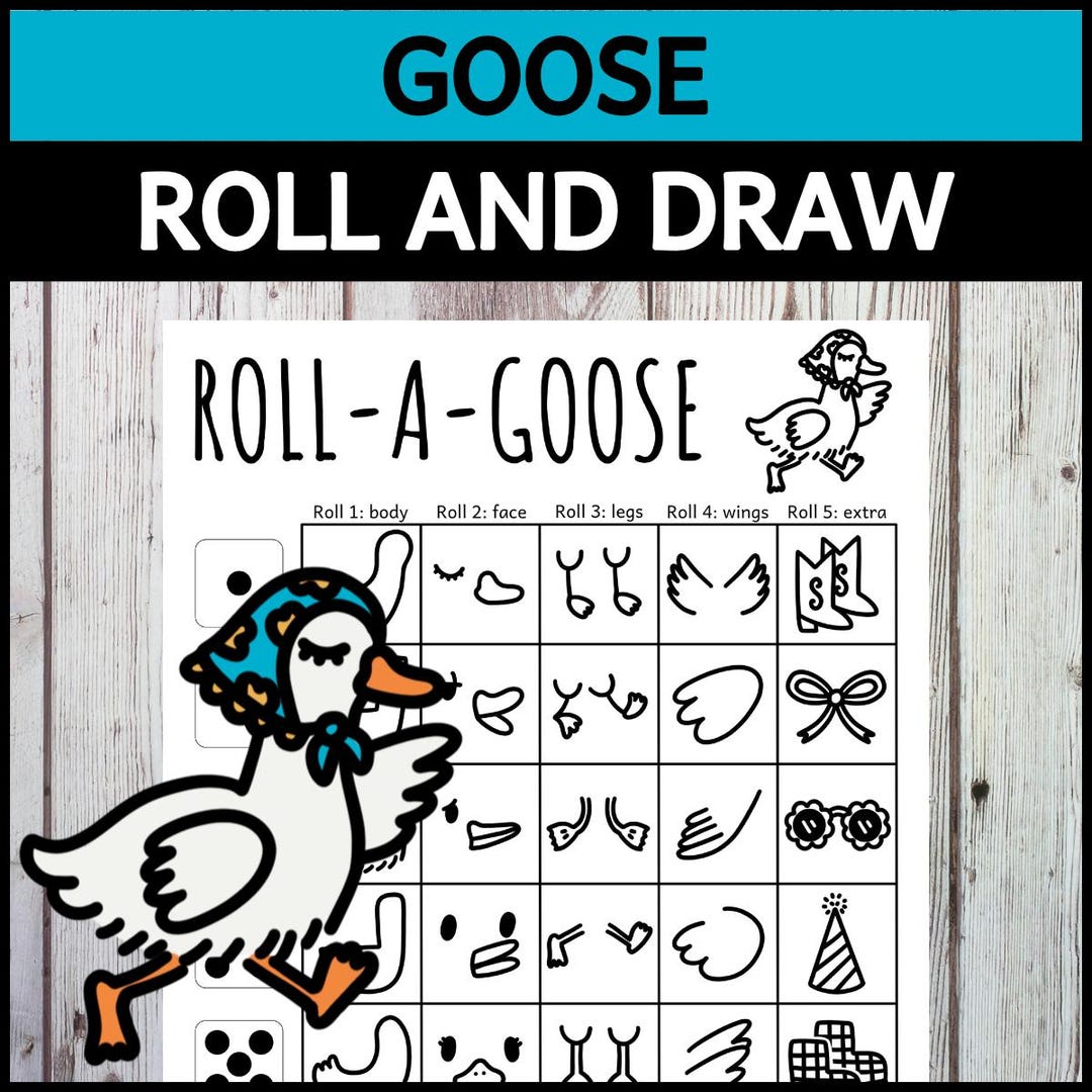 Roll-a-goose Roll and Draw a Goose Game Silly Animal Dice Drawing ...