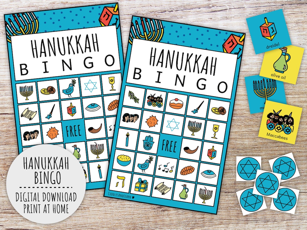 Hanukkah Bingo Game for Kids, Chanukah Party Game, Classroom Game and ...