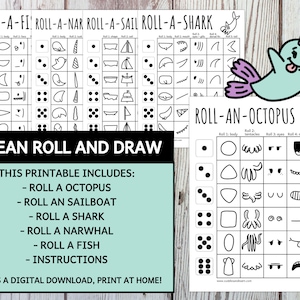 Ocean Roll and Draw Game Under the Sea Dice Drawing Activity for Kids ...