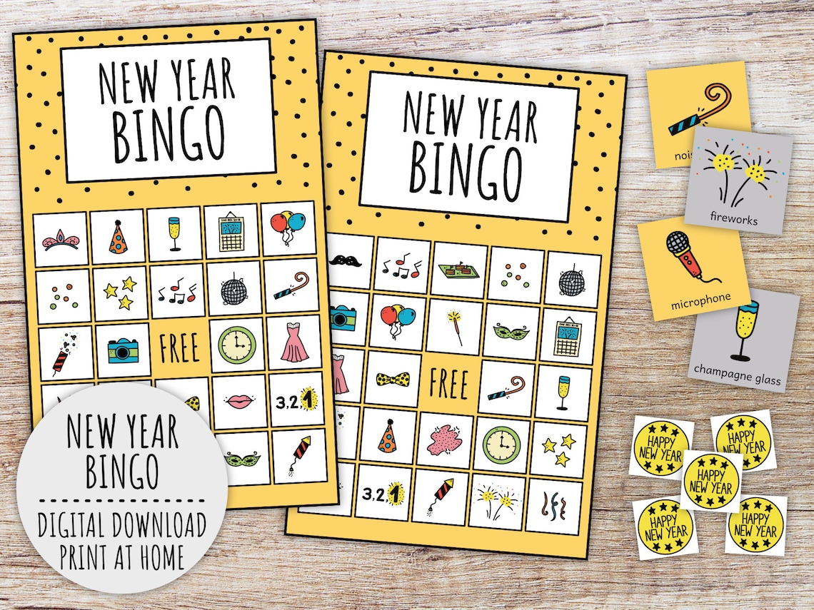 New Year Bingo Game for Kids, Kids Winter Party Game, Classroom Game ...