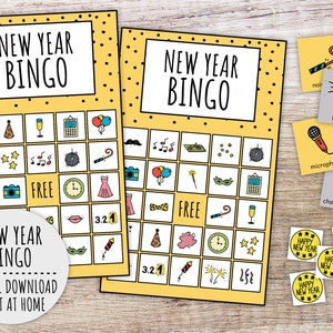 New Year Bingo Game for Kids, Kids Winter Party Game, Classroom Game ...