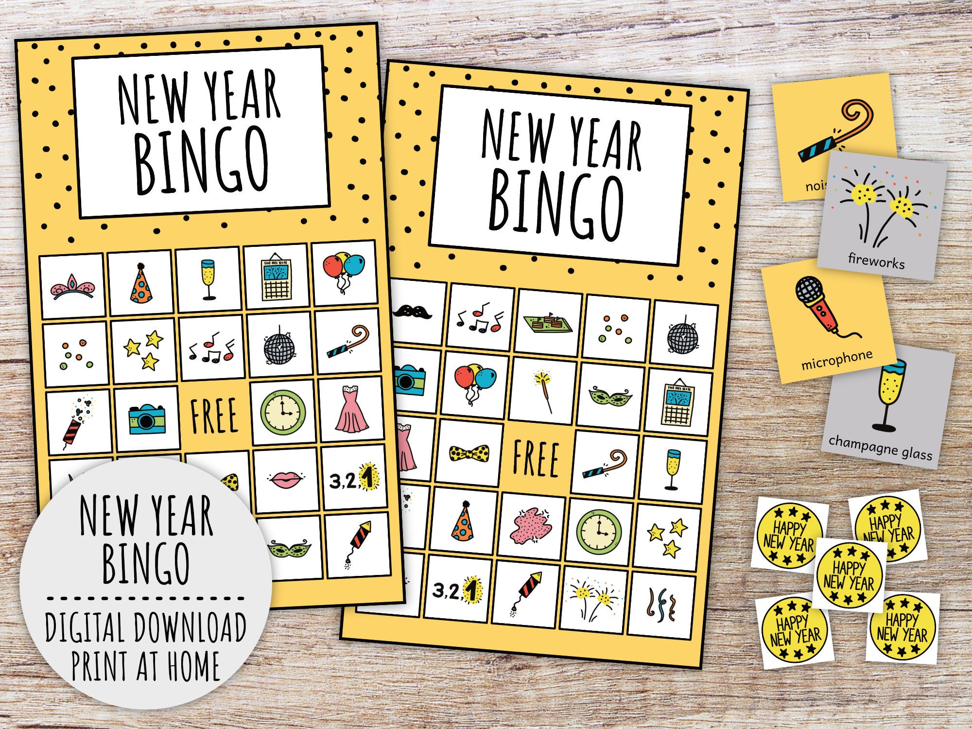 New Year Bingo Game for Kids, Kids Winter Party Game, Classroom Game ...