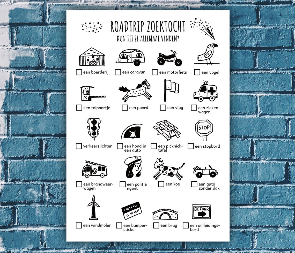 Roadtrip Speurtocht Voor Kinderen, Auto Reizen Zoektocht, Nederlands ...