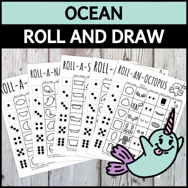 Ocean Roll and Draw Game Under the Sea Dice Drawing Activity for Kids ...