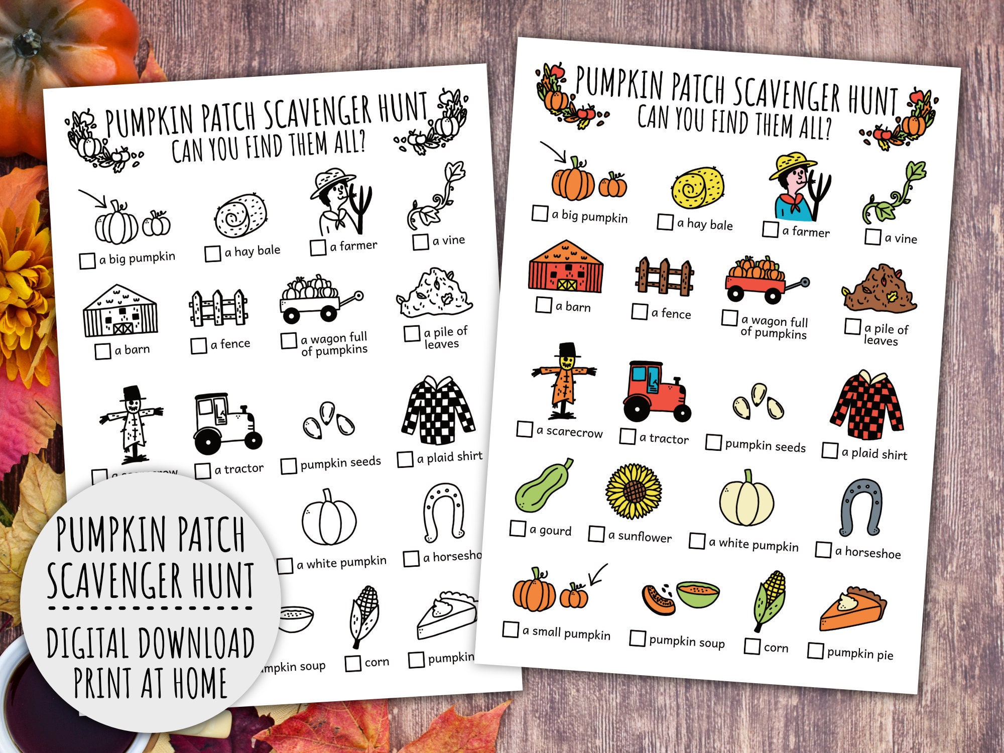 Pumpkin Patch Scavenger Hunt for Kids, Fall Treasure Hunt, Autumn Party ...