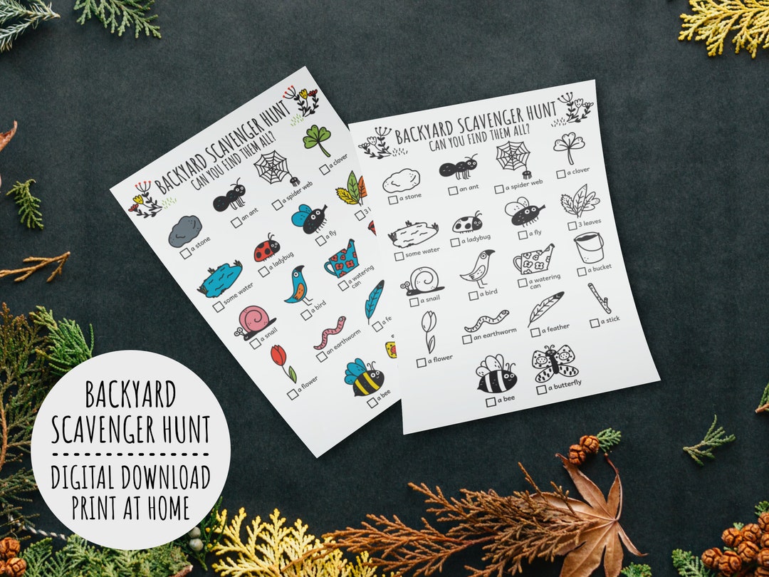 Backyard Scavenger Hunt for Kids, Outdoor Kids Activity, Party Game ...