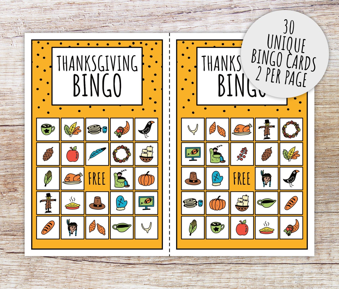 Thanksgiving Bingo Game for Kids, Kids Fall Party Game, Preschool ...