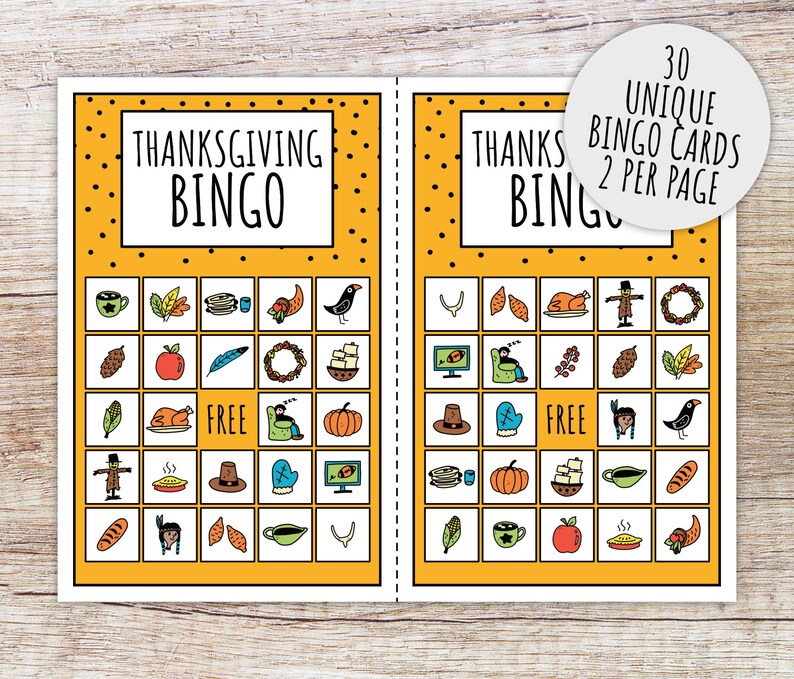 Thanksgiving Bingo Game for Kids, Kids Fall Party Game, Preschool ...