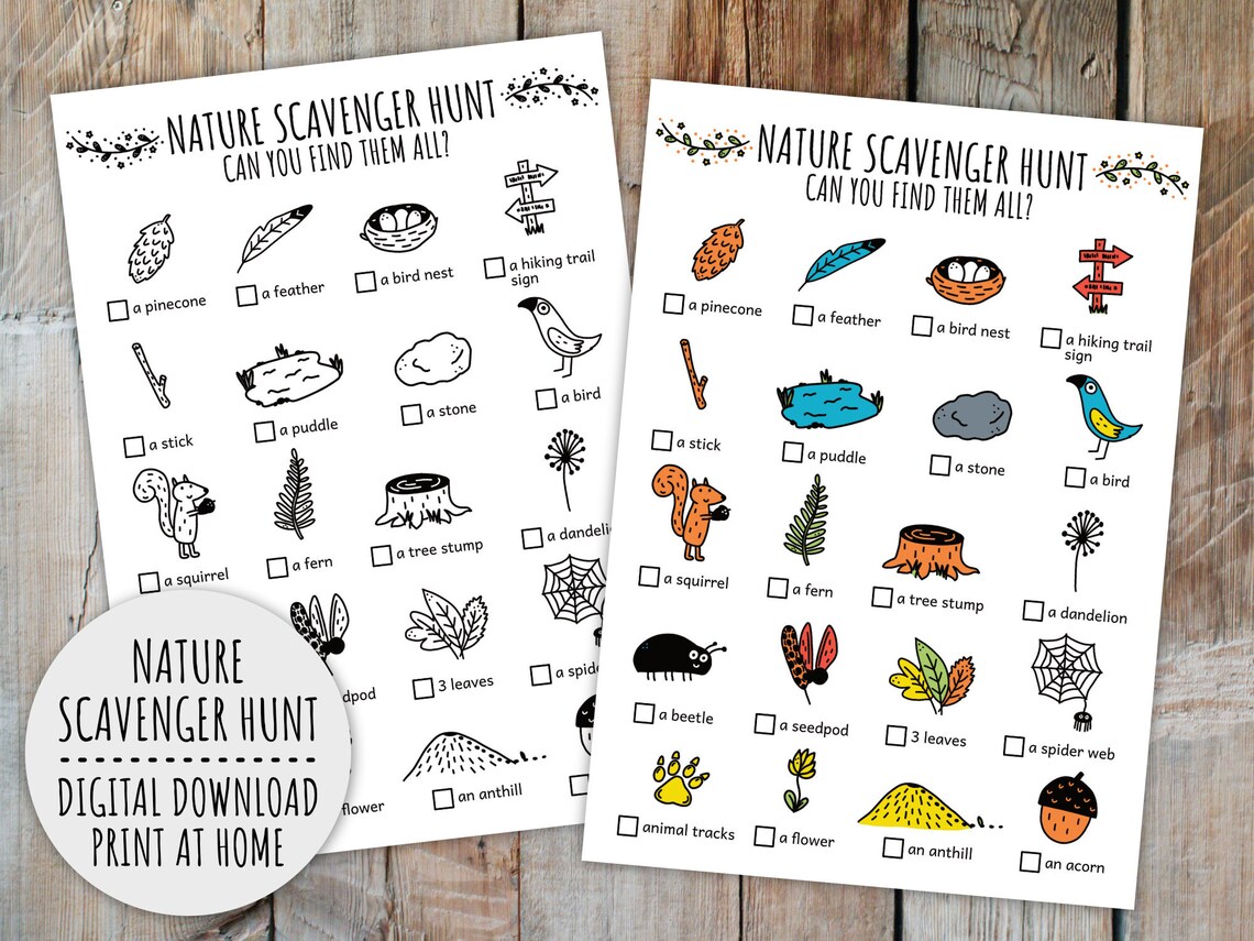 Nature Scavenger Hunt for Kids, Outdoors Kids Activity and Family ...