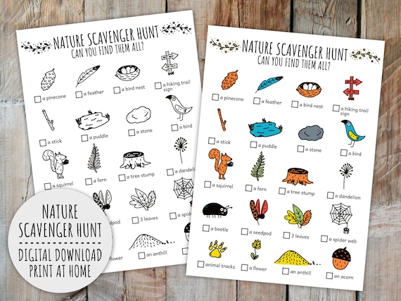 Nature Scavenger Hunt for Kids Outdoors Kids Activity and - Etsy