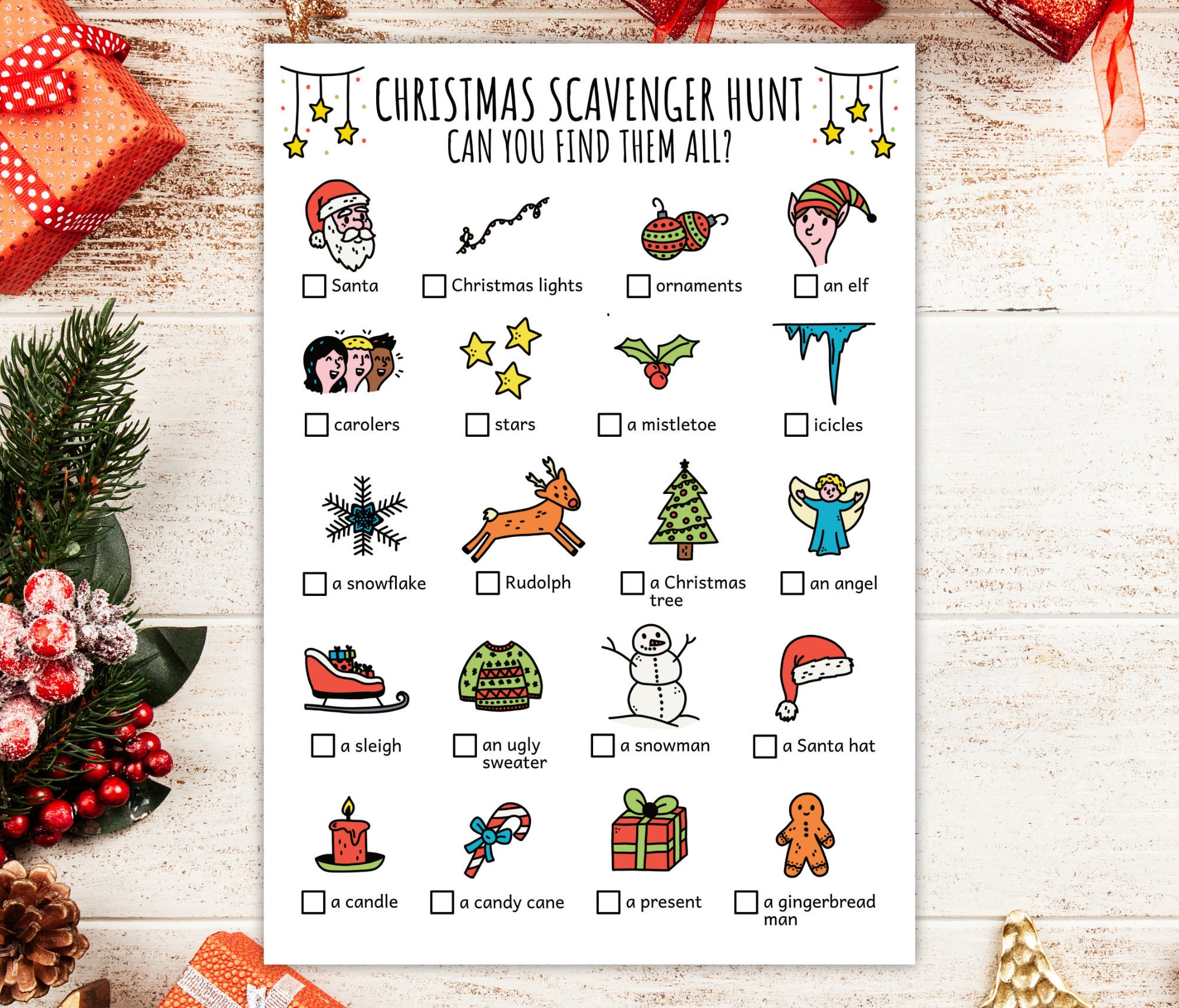 Christmas Scavenger Hunt for Kids, Xmas Treasure Hunt, Winter and ...