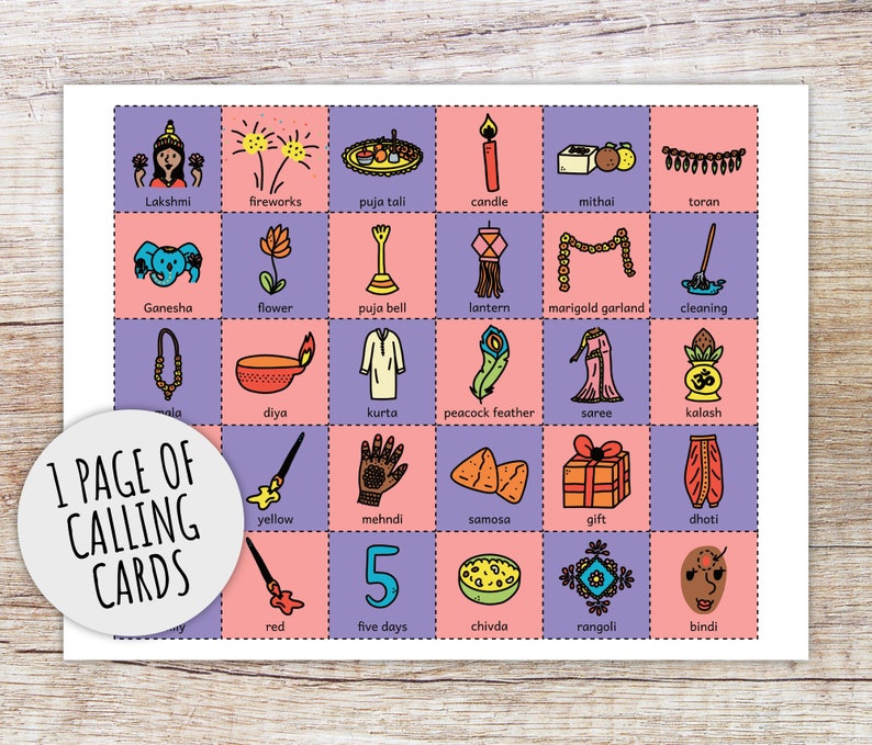 Diwali Bingo Game for Kids, Kids Deepavali Party Game, Classroom Game ...