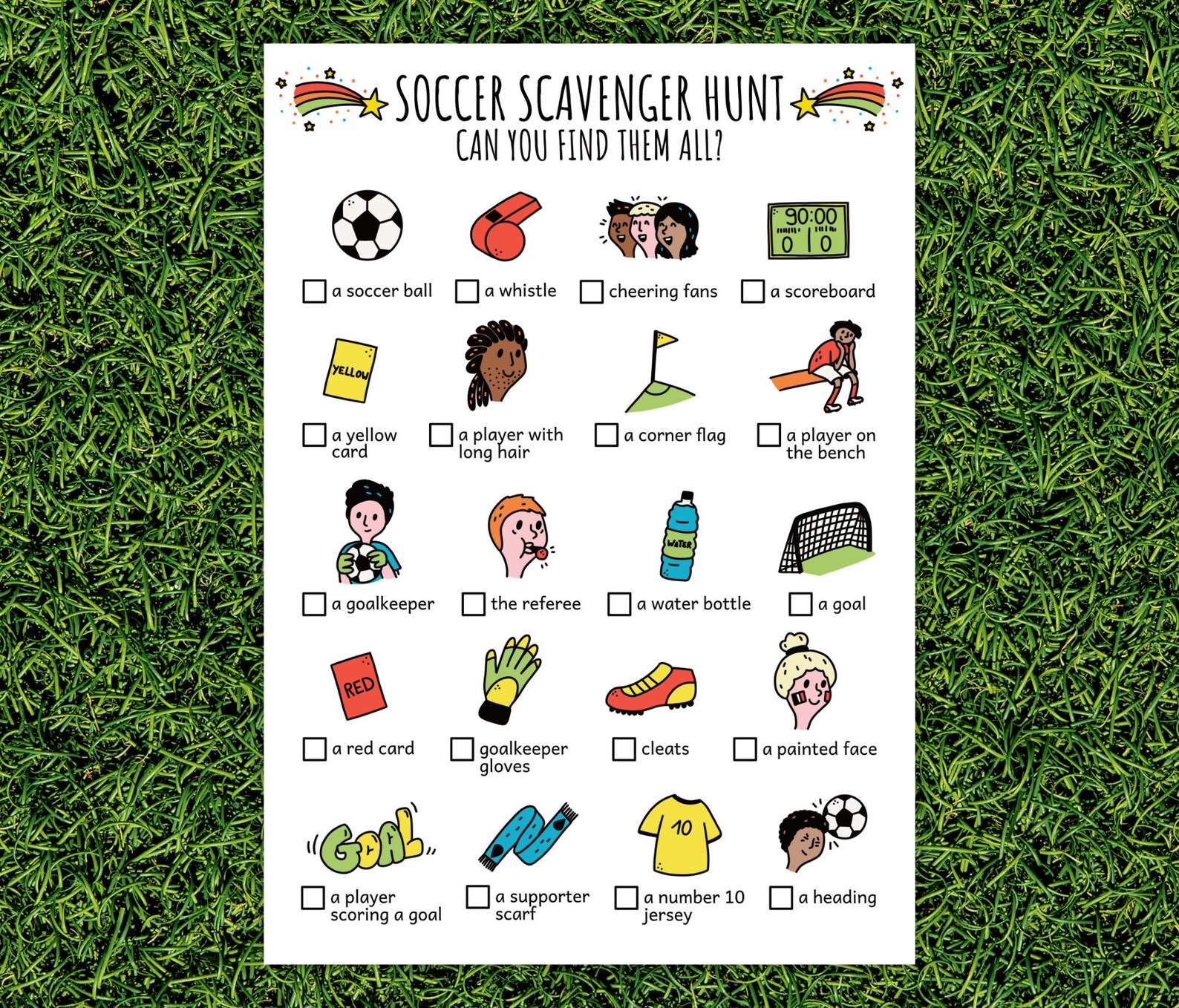 Soccer Scavenger Hunt for Kids, Football Treasure Hunt and Football ...