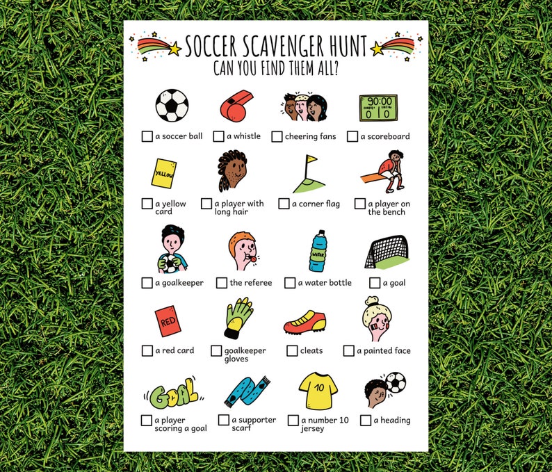 Soccer Scavenger Hunt for Kids, Football Treasure Hunt and Football ...