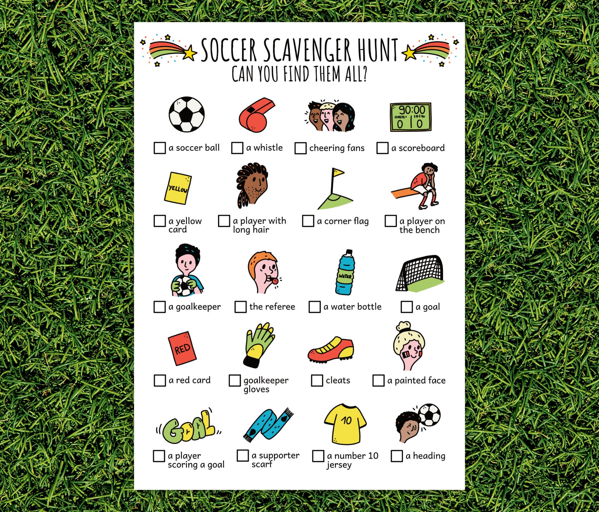 Soccer Scavenger Hunt for Kids, Football Treasure Hunt and Football ...