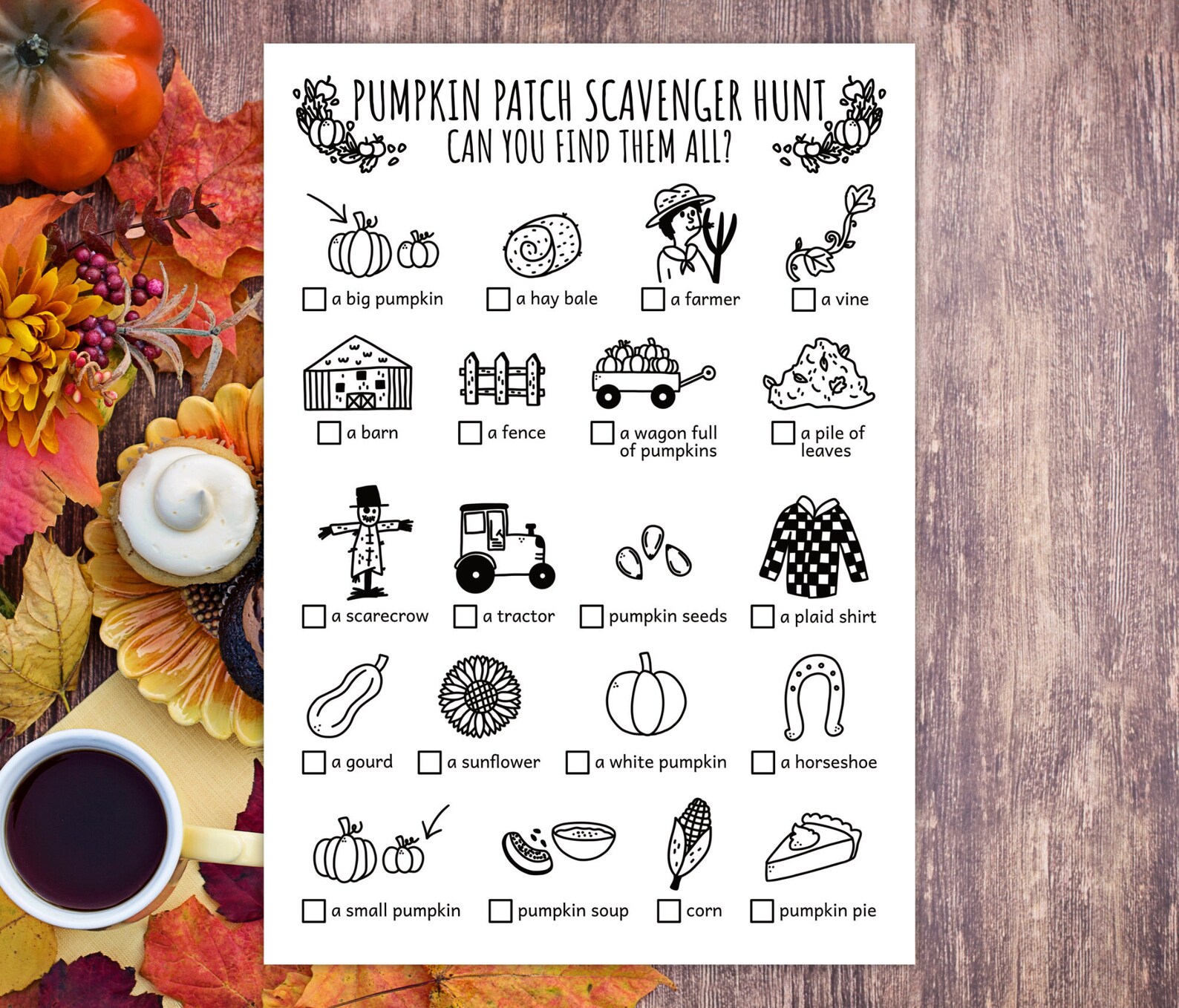 Pumpkin Patch Scavenger Hunt for Kids, Fall Treasure Hunt, Autumn Party ...
