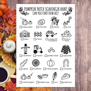 Pumpkin Patch Scavenger Hunt for Kids, Fall Treasure Hunt, Autumn Party ...