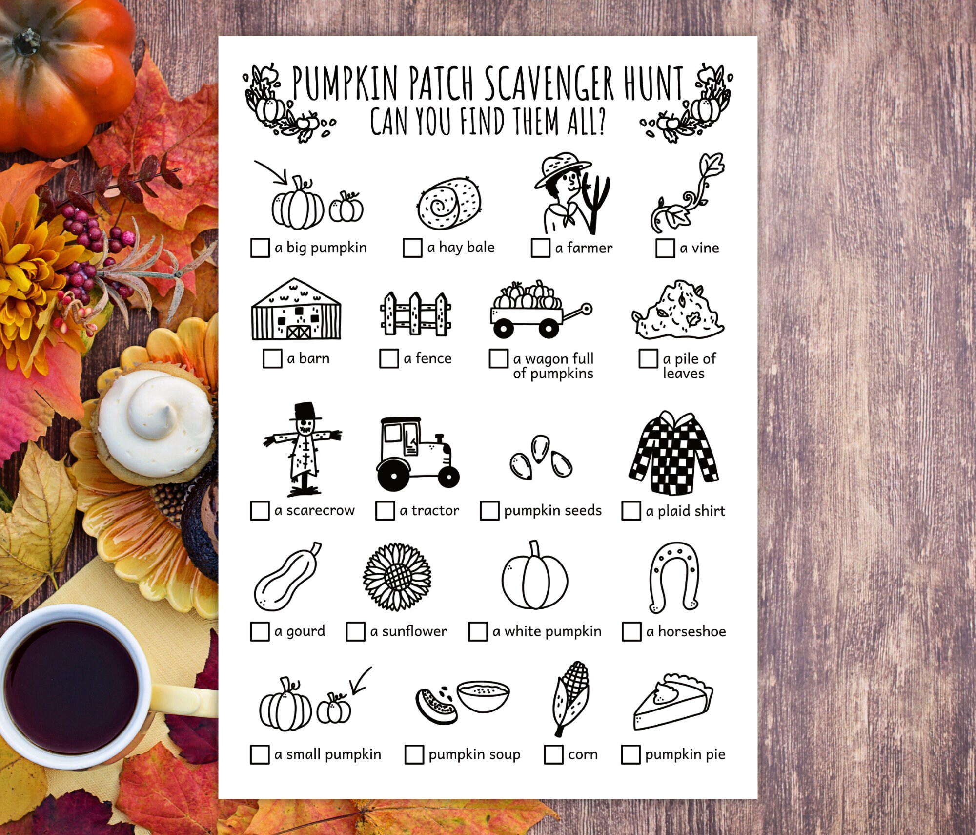 Pumpkin Patch Scavenger Hunt for Kids, Fall Treasure Hunt, Autumn Party ...