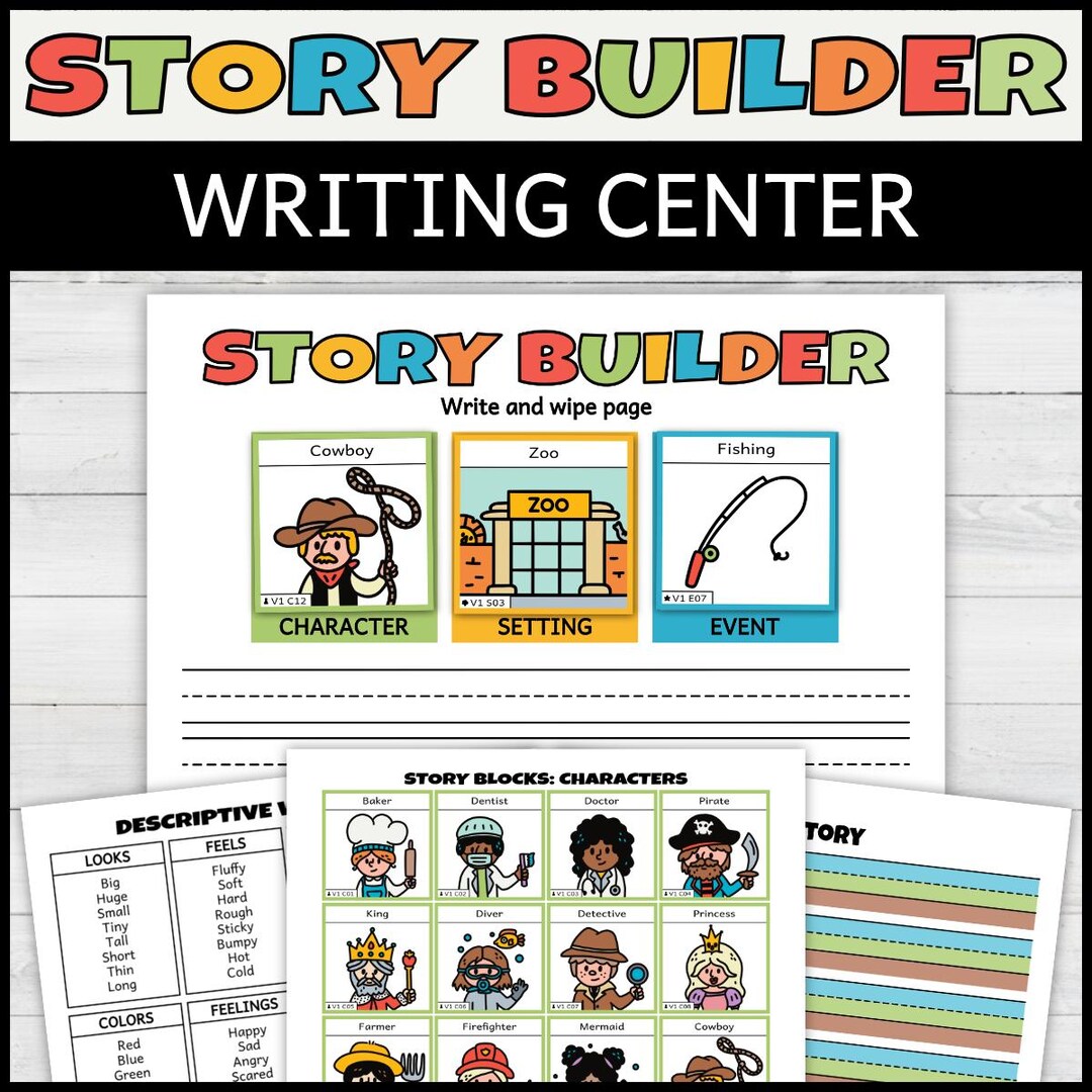 Story Builder | Narrative Writing Center | Hand-drawn Character ...