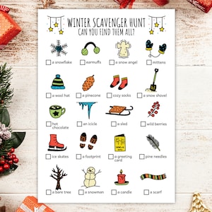Winter Scavenger Hunt for Kids, Wintertime Treasure Hunt, Winter ...