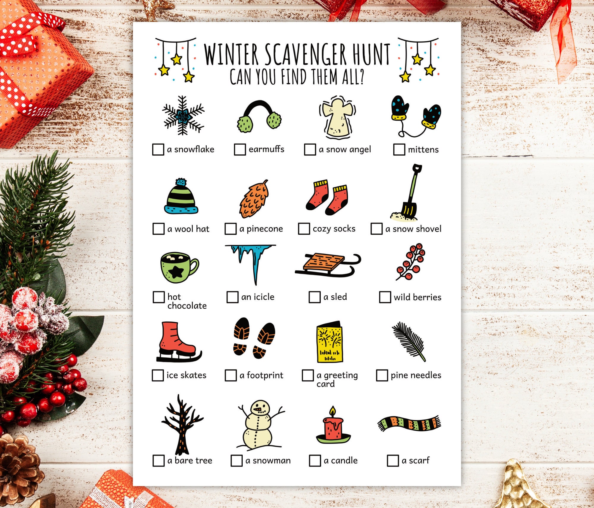 Winter Scavenger Hunt for Kids, Wintertime Treasure Hunt, Winter ...