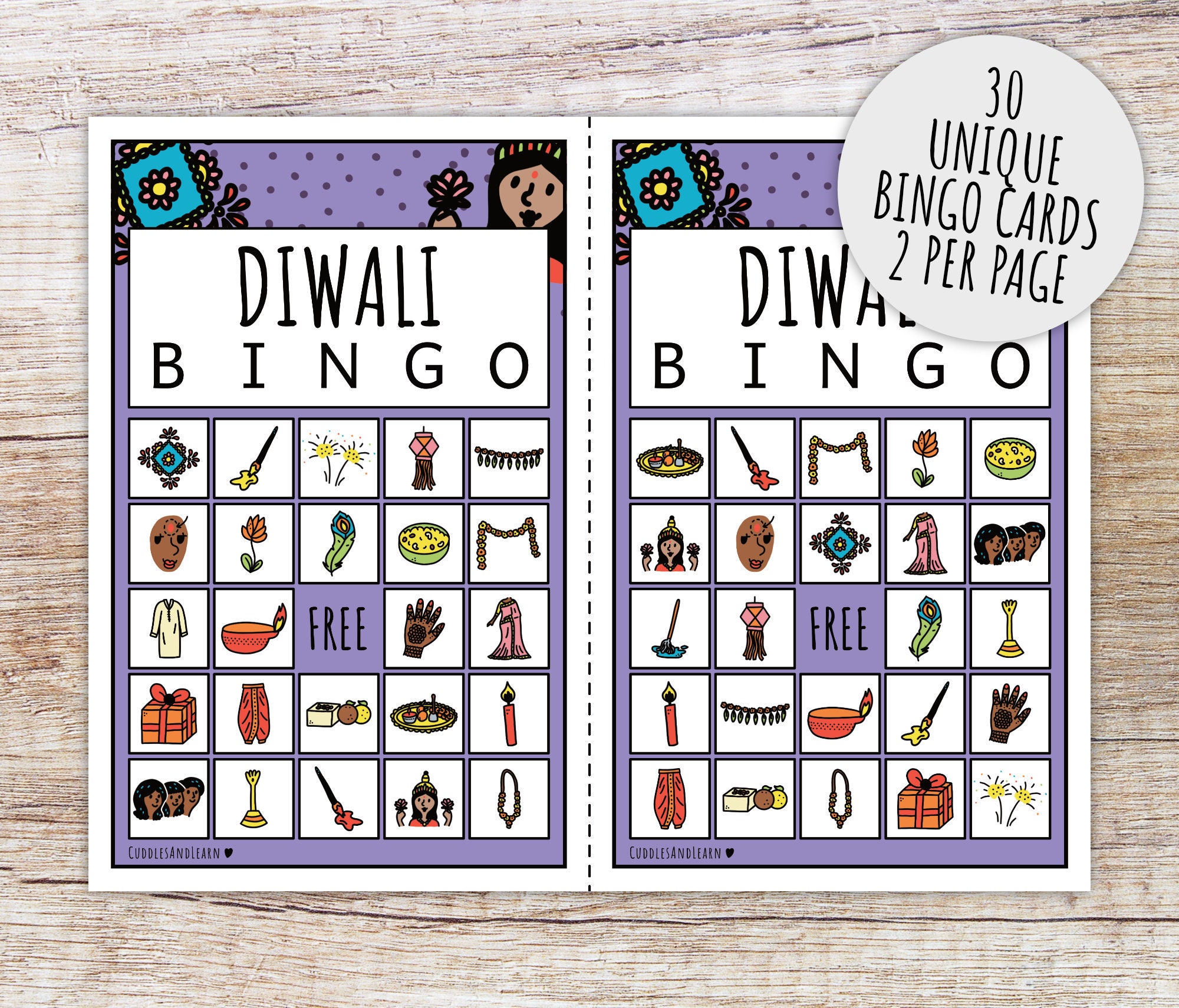 Diwali Bingo Game for Kids, Kids Deepavali Party Game, Classroom Game ...