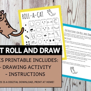 Roll-a-cat Roll and Draw a Cat Game Animal Dice Drawing Activity for ...
