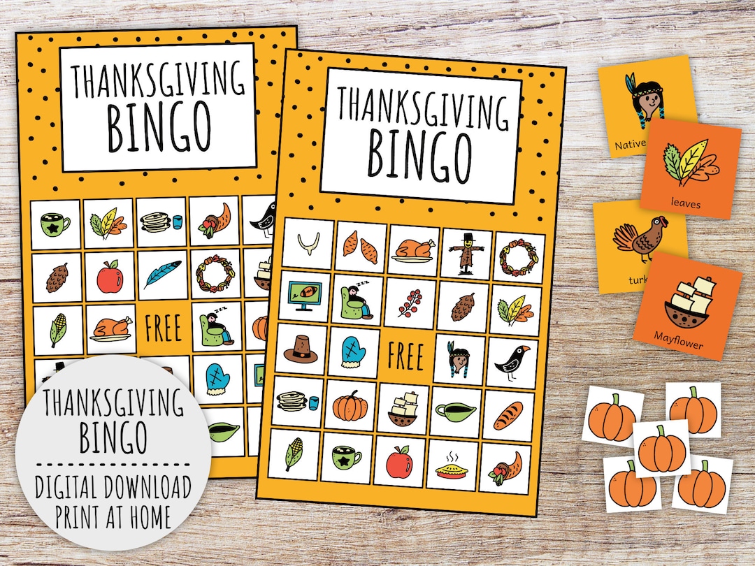 Thanksgiving Bingo Game for Kids, Kids Fall Party Game, Preschool ...
