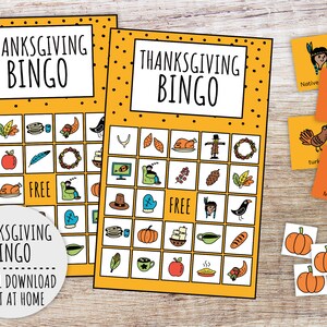 Thanksgiving Bingo Game for Kids, Kids Fall Party Game, Preschool ...