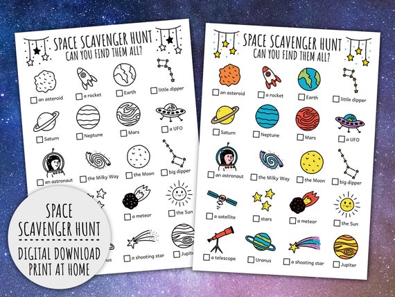 Space Scavenger Hunt For Kids Planetarium Treasure Hunt | Etsy