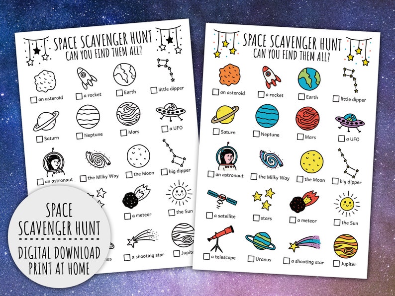 Space Scavenger Hunt for Kids, Planetarium Treasure Hunt, Galaxy ...