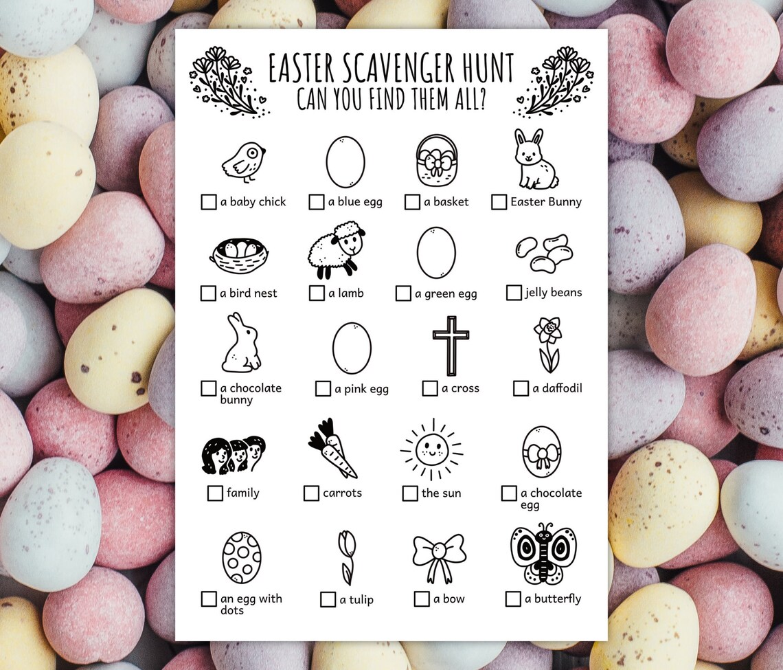 Easter Scavenger Hunt for Kids, Outdoor Easter Holiday Treasure Hunt ...