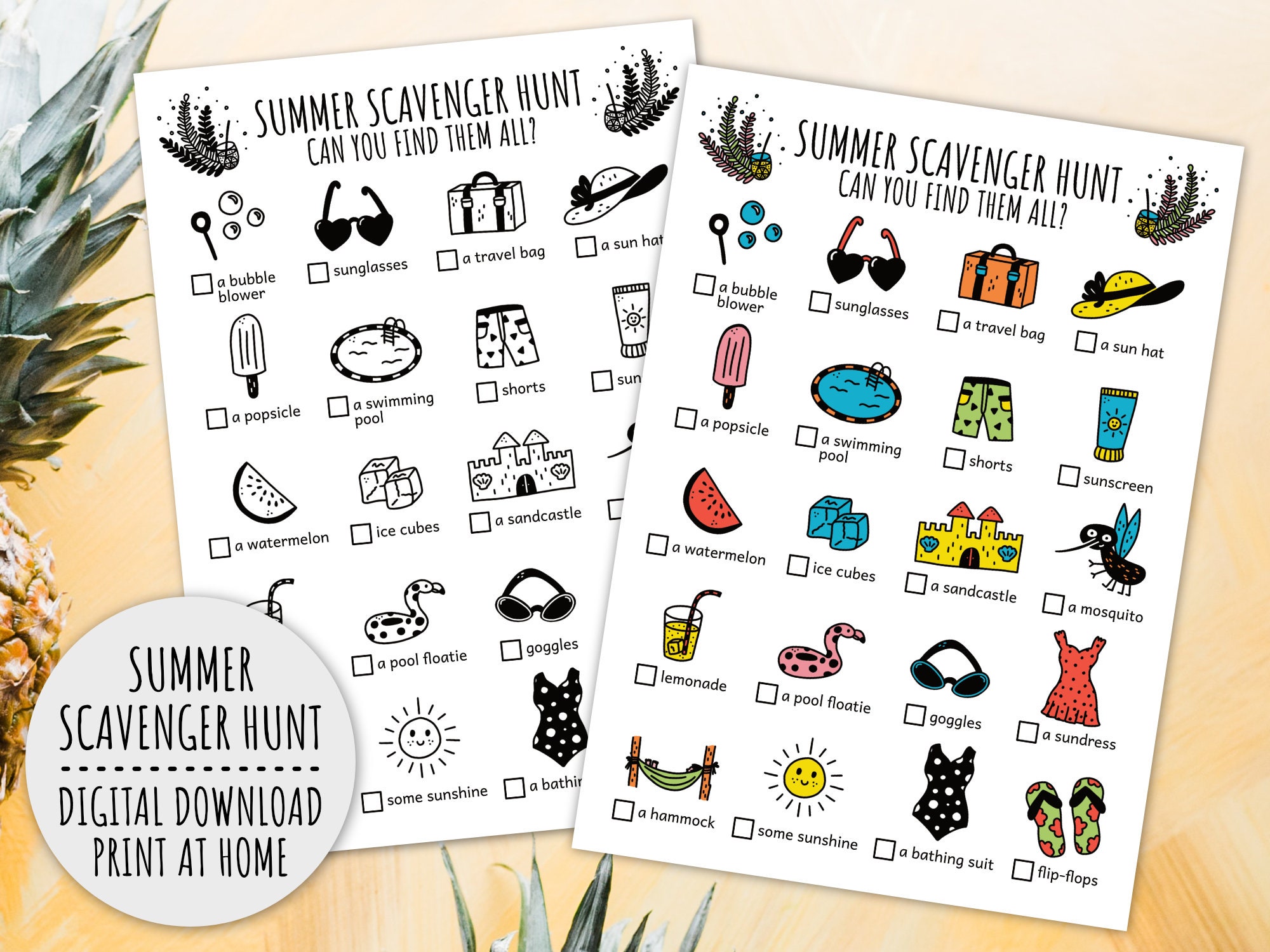 Summer Scavenger Hunt for Kids, Summer Kids Activity and Kids Beach ...