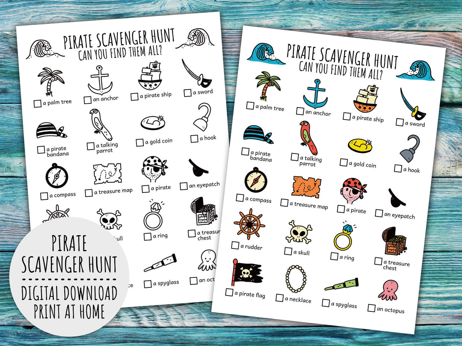 Pirate Scavenger Hunt for Kids, Magical Sea Pirate Treasure Hunt and ...