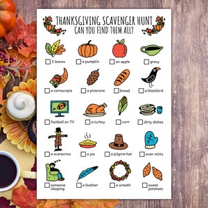 Thanksgiving Scavenger Hunt for Kids, Fall Treasure Hunt, Thanksgiving ...