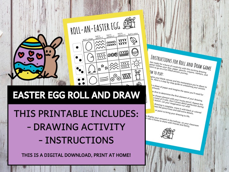 Roll an Easter Egg – Fun Roll & Draw Game for Kids – Printable Spring ...