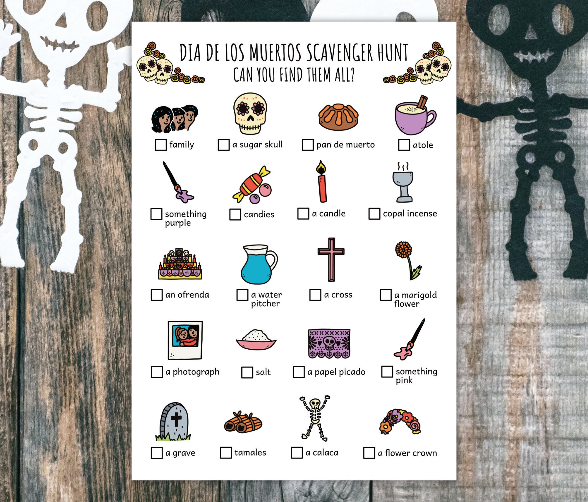 Dia De Los Muertos Scavenger Hunt for Kids, Mexican Treasure Hunt, Day ...