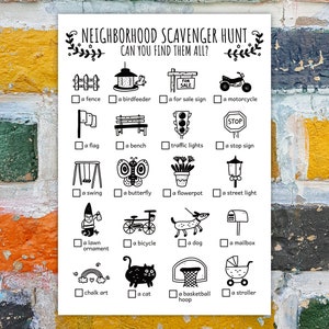 Neighborhood Scavenger Hunt for Kids, Outdoors Kids Activity, Printable ...